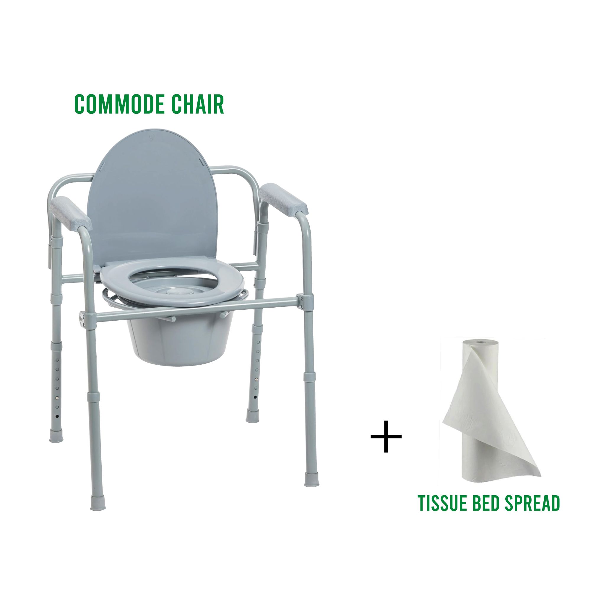 Best price for HEAVY DUTY FOLDABLE TOILET COMMODE CHAIR with Tissue bed ...
