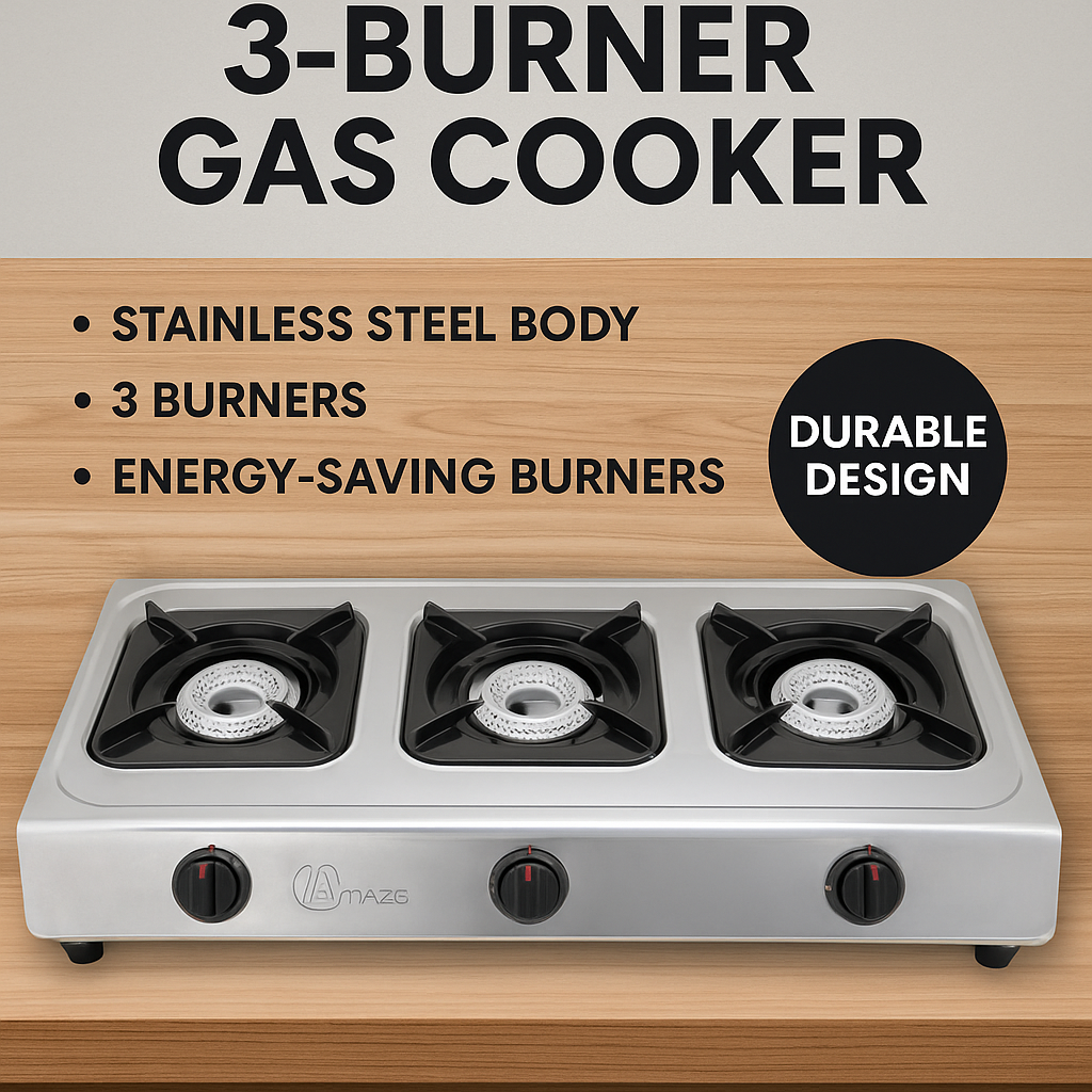 Best price for Amaze 3-Burner Table Top Gas Cooker – Stainless Steel ...