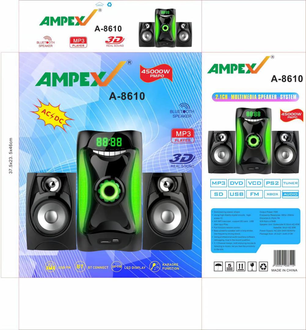 Best price for Ampex 2.1 A-8610 Subwoofer With Bluetooth/USB/SD/FM ...