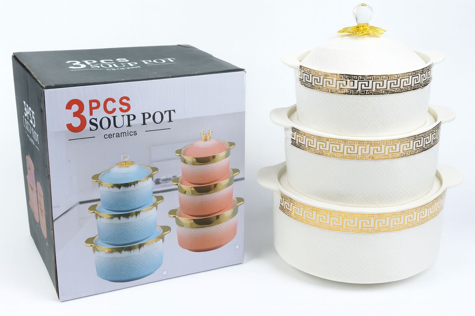 Best price for 3-Piece Heavy Ceramic Soup Pot Set – Adorable Serving ...