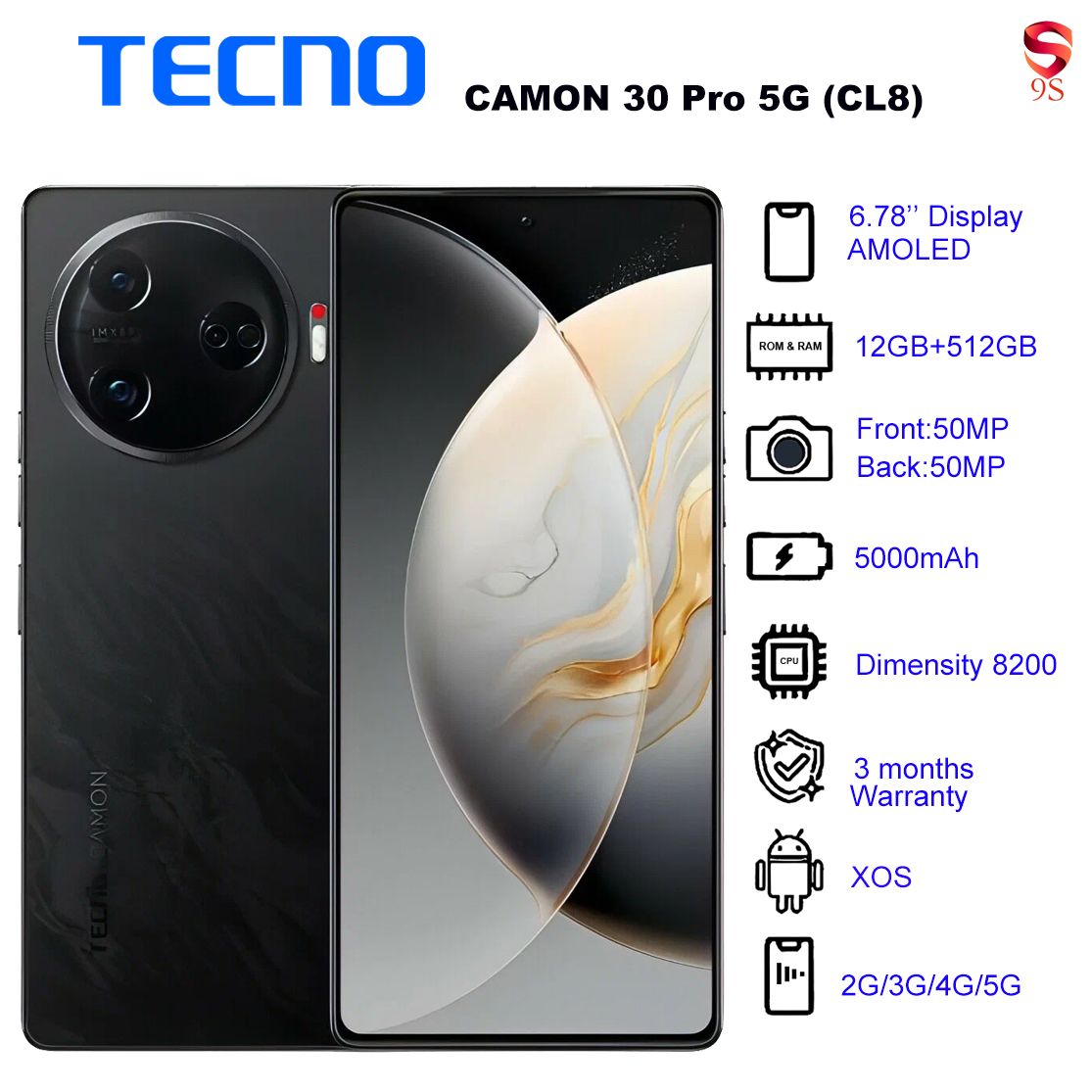 Best price for Refurbished Phone TECNO CAMON 30 Pro 5G (CL8) 12GB RAM + 512GB ROM Iceland ...