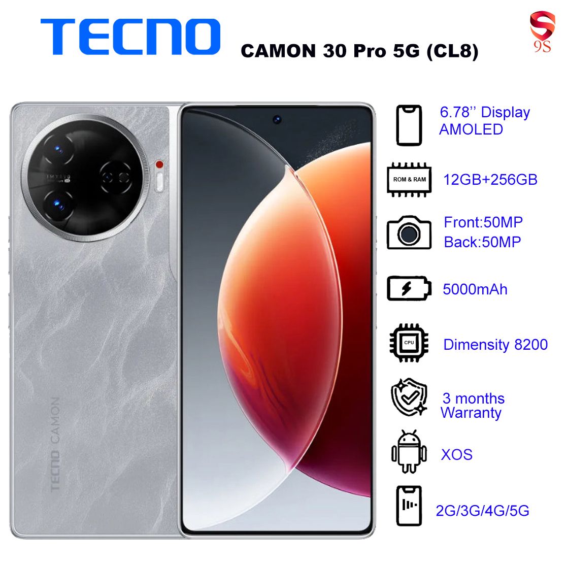 Best price for Refurbished Phone TECNO CAMON 30 Pro 5G (CL8) 12GB RAM ...