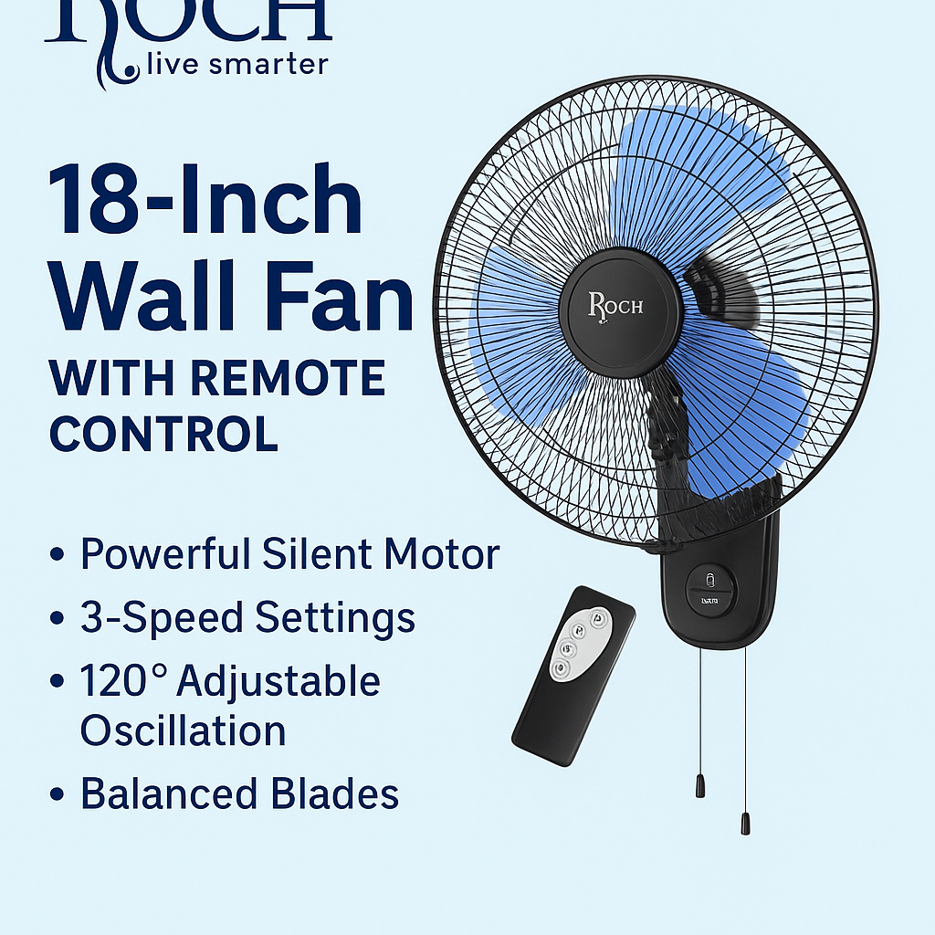 Best price for Roch 18-Inch Wall Fan with Remote Control – Powerful ...
