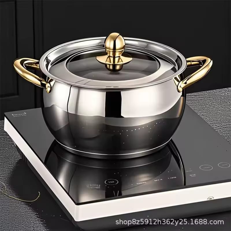 Best price for Thick Stainless Steel Belly Shaped Soup Pot With Glass ...