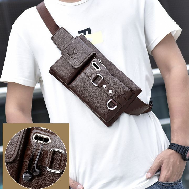 Best price for Luxury Brand Waist Bag Men Leather Fanny Pack Chest Bag ...