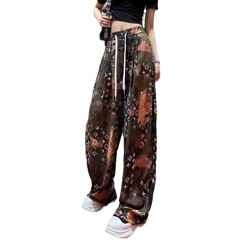 Best price for 2*Sets Printed ink wash Chinese style ice silk wide leg ...