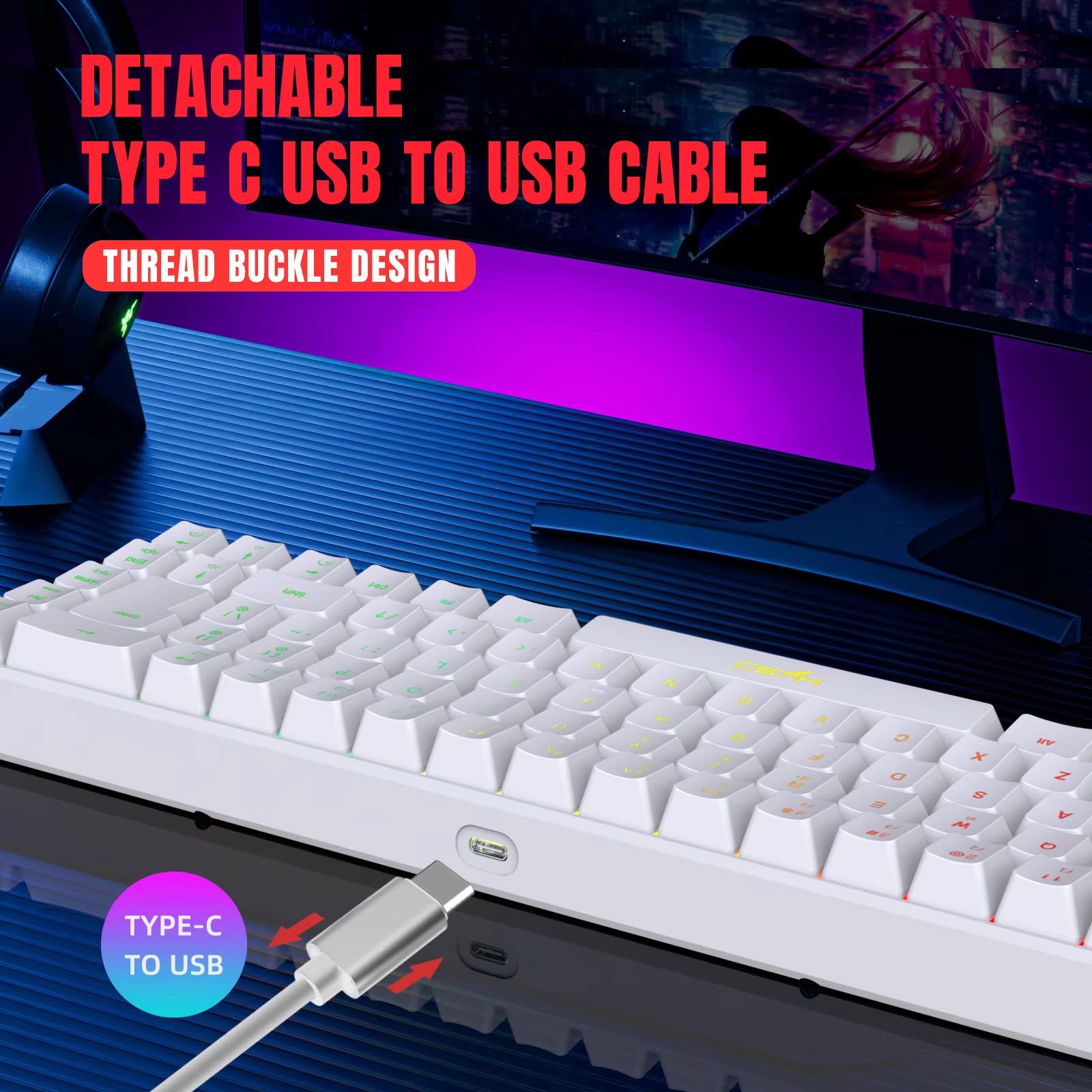 Best price for 60% Compact Wired Keyboard 68 Keys RGB Backlight Small ...