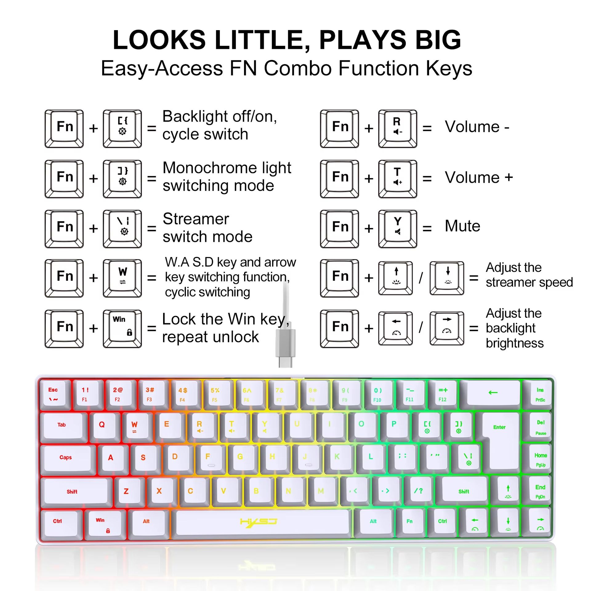 Best price for 60% Compact Wired Keyboard 68 Keys RGB Backlight Small ...