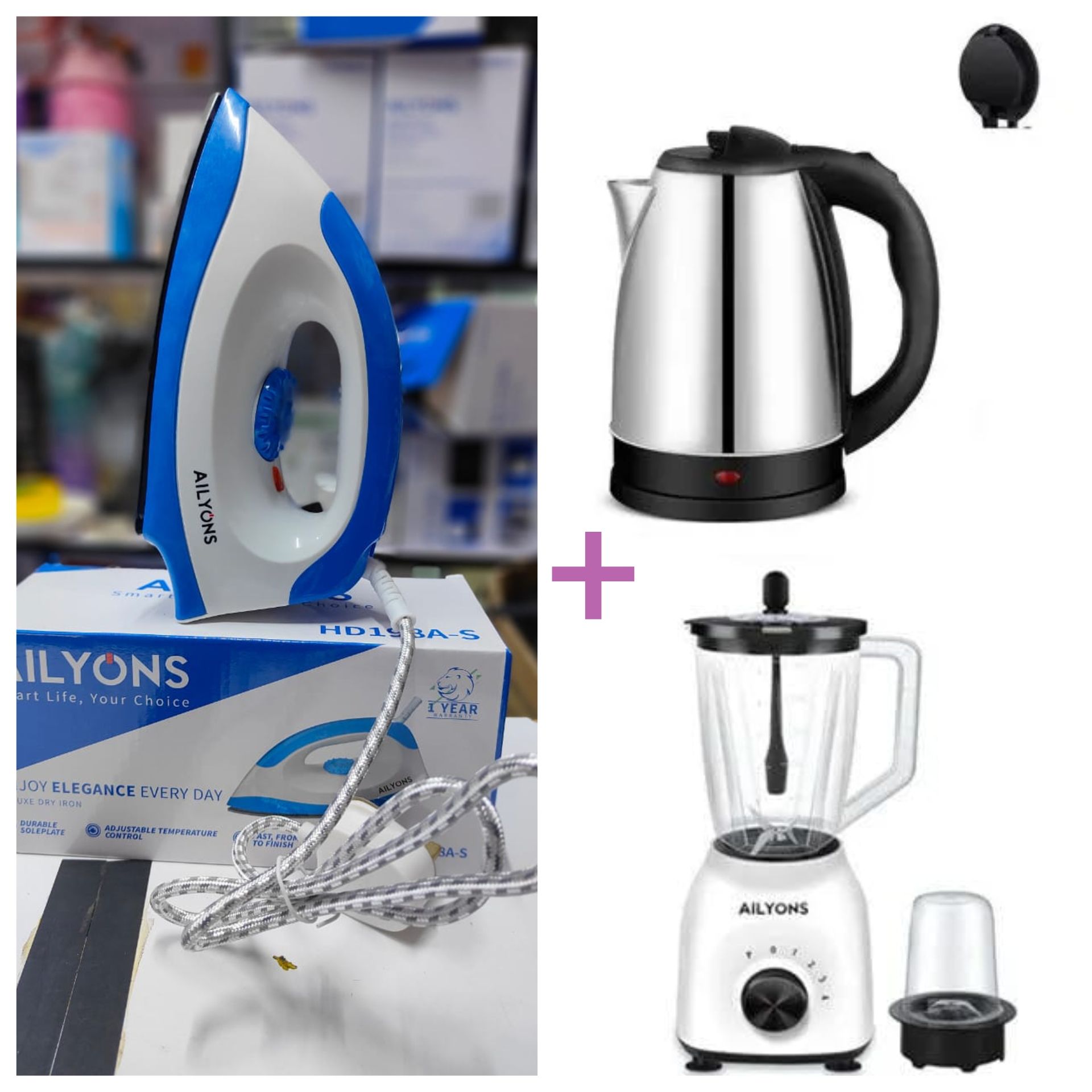 Best price for electric dry iron, an electric kettle, and a blender ...