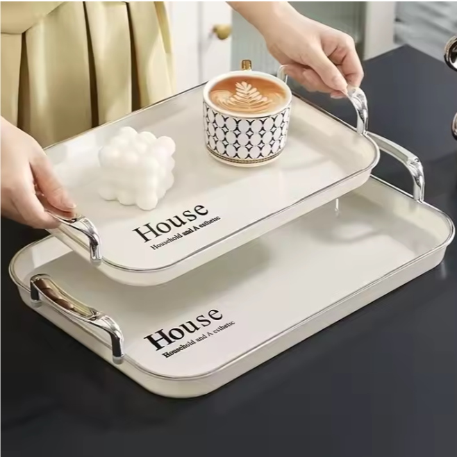 Best price for Exquisite Modern White Serving Tray with Chrome Handles ...