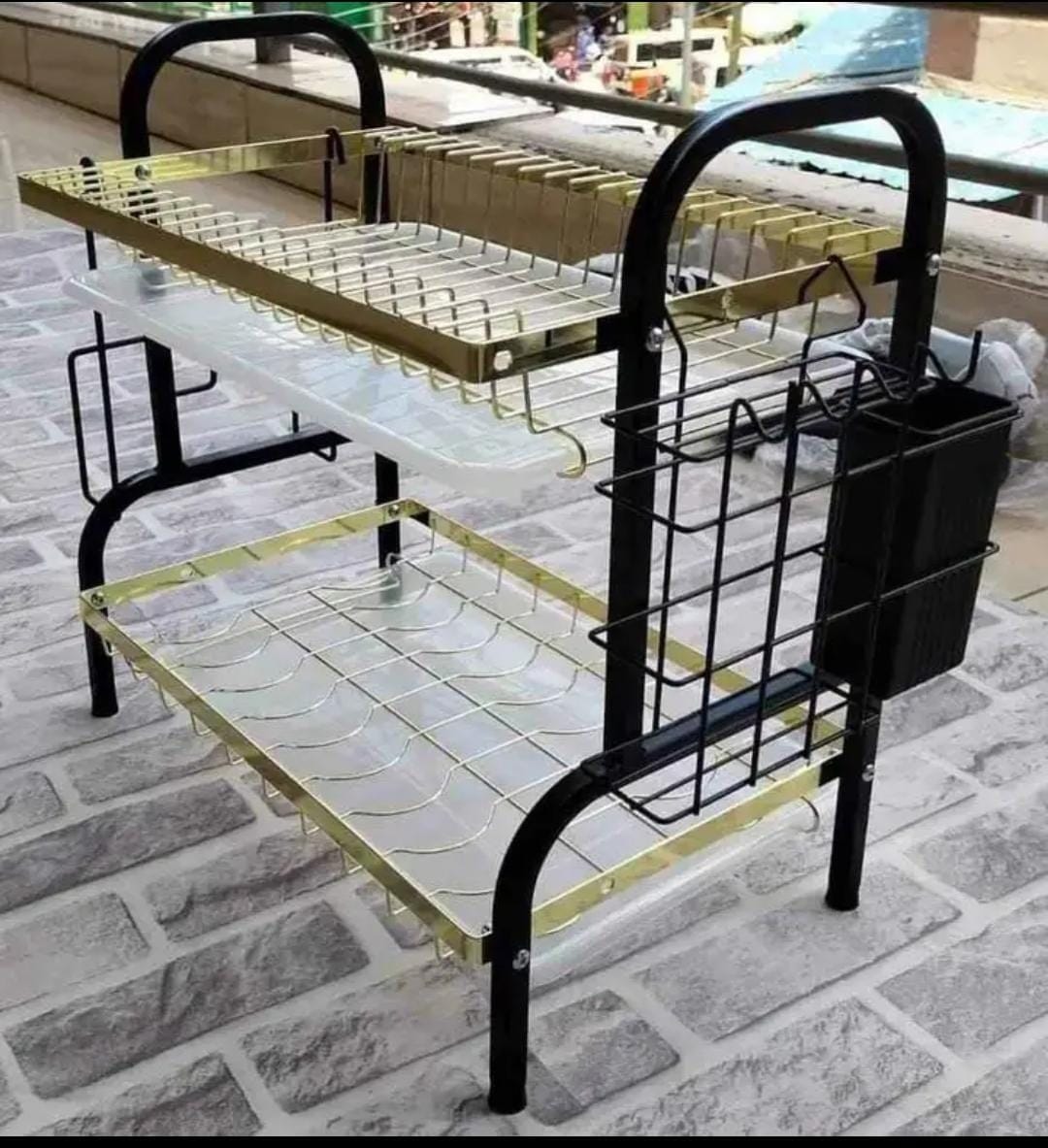 Best price for High quality 2 layers advanced gold black dish rack with ...