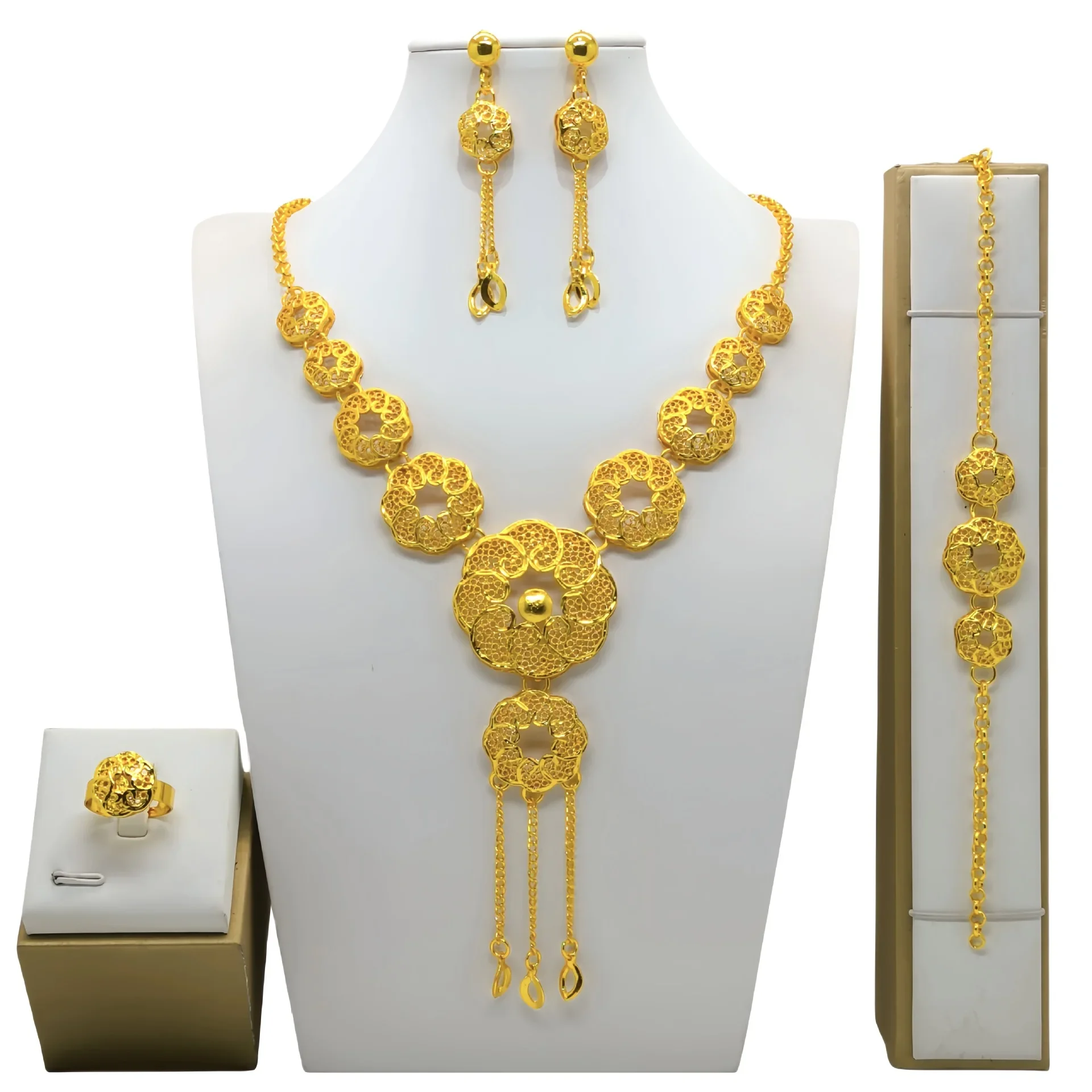 Best price for Dubai Gold Color Plated Jewelry Set For Women Multicolor ...