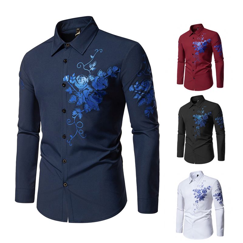 Best price for Stylish Men's Floral Print Shirt with European Style and ...