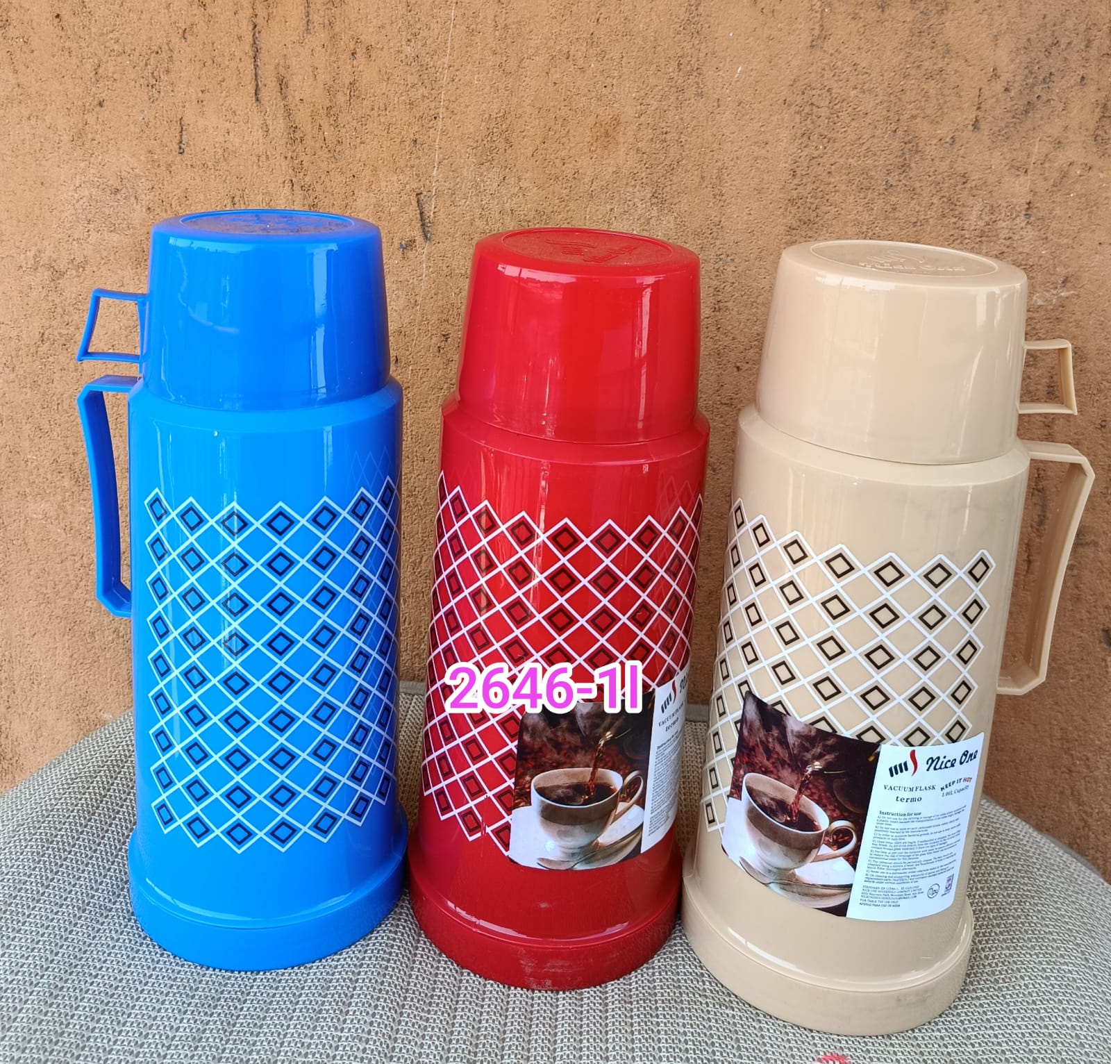 Best price for THERMOS FLASK. Niceone Plastic Body Glass Refill Checked ...