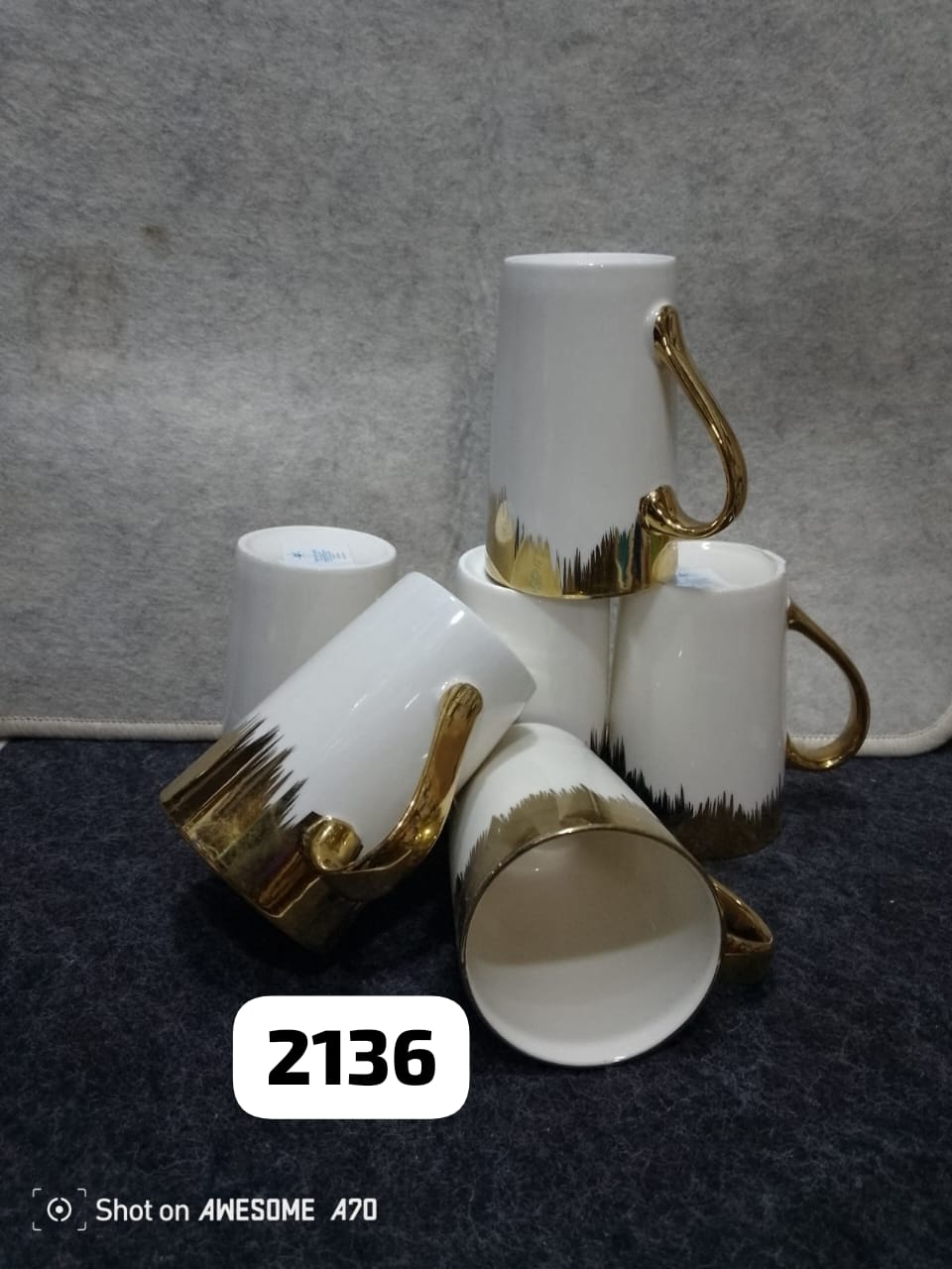 Best price for 6 Pcs Long Ceramic Gold Mugs - Elegant Luxury Coffee ...