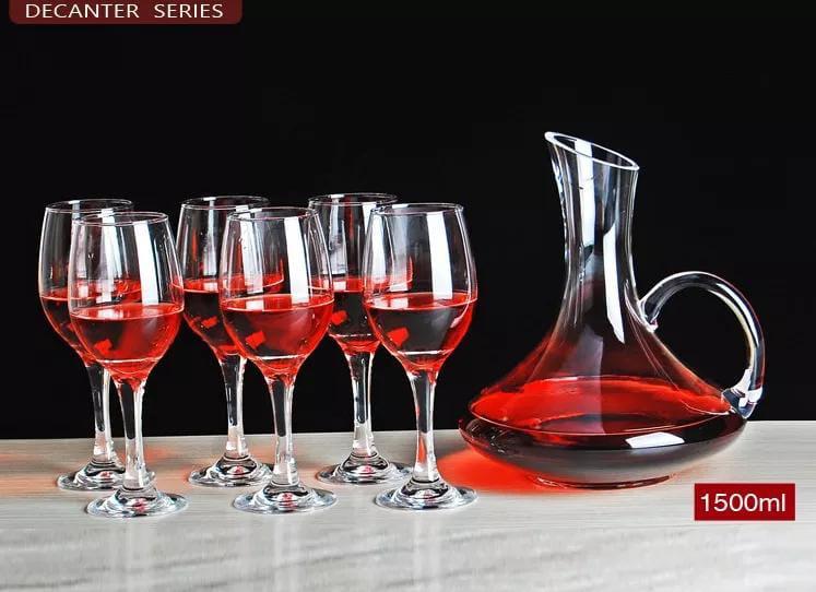Best price for 7pcs plain colour wine decanter set with 6 wine glasses ...
