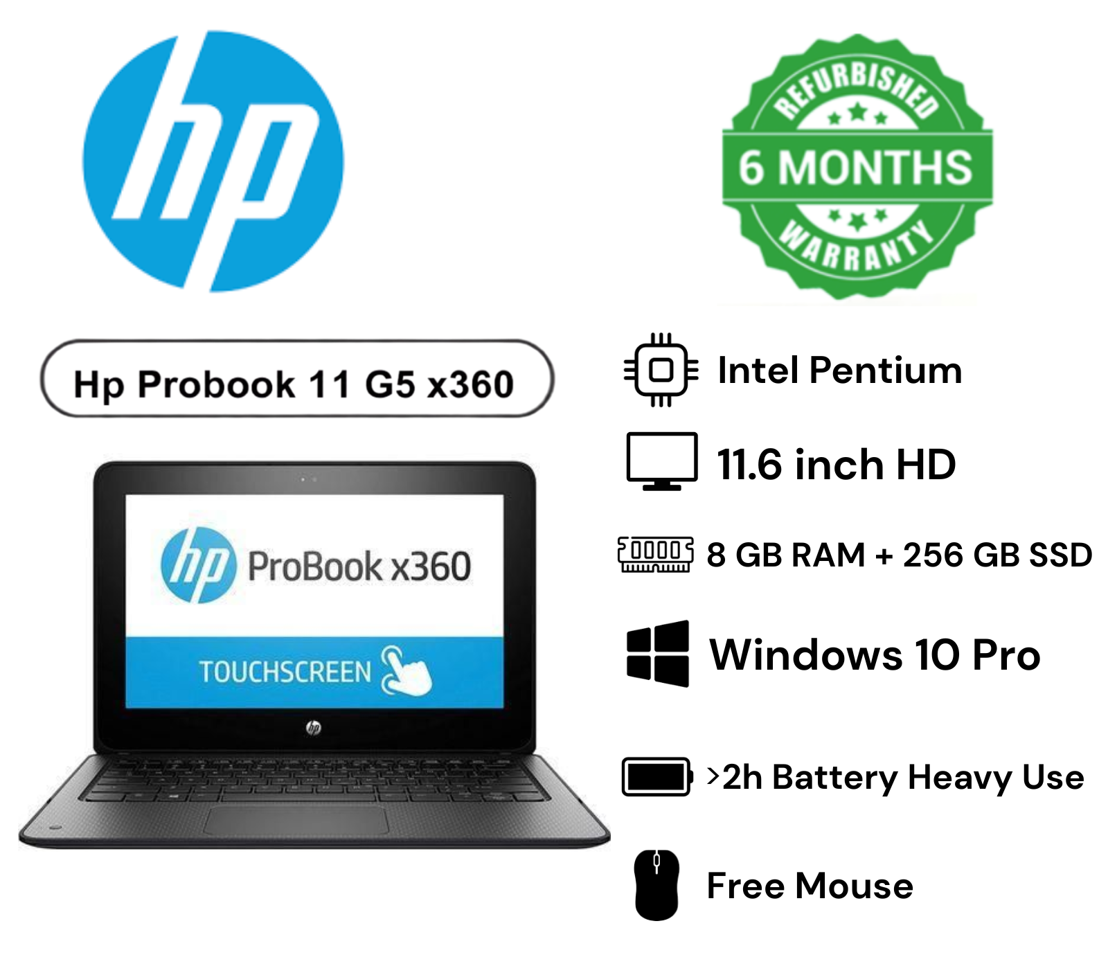 Best price for {Free Mouse} Touchscreen Refurbished HP ProBook 11 G5 ...
