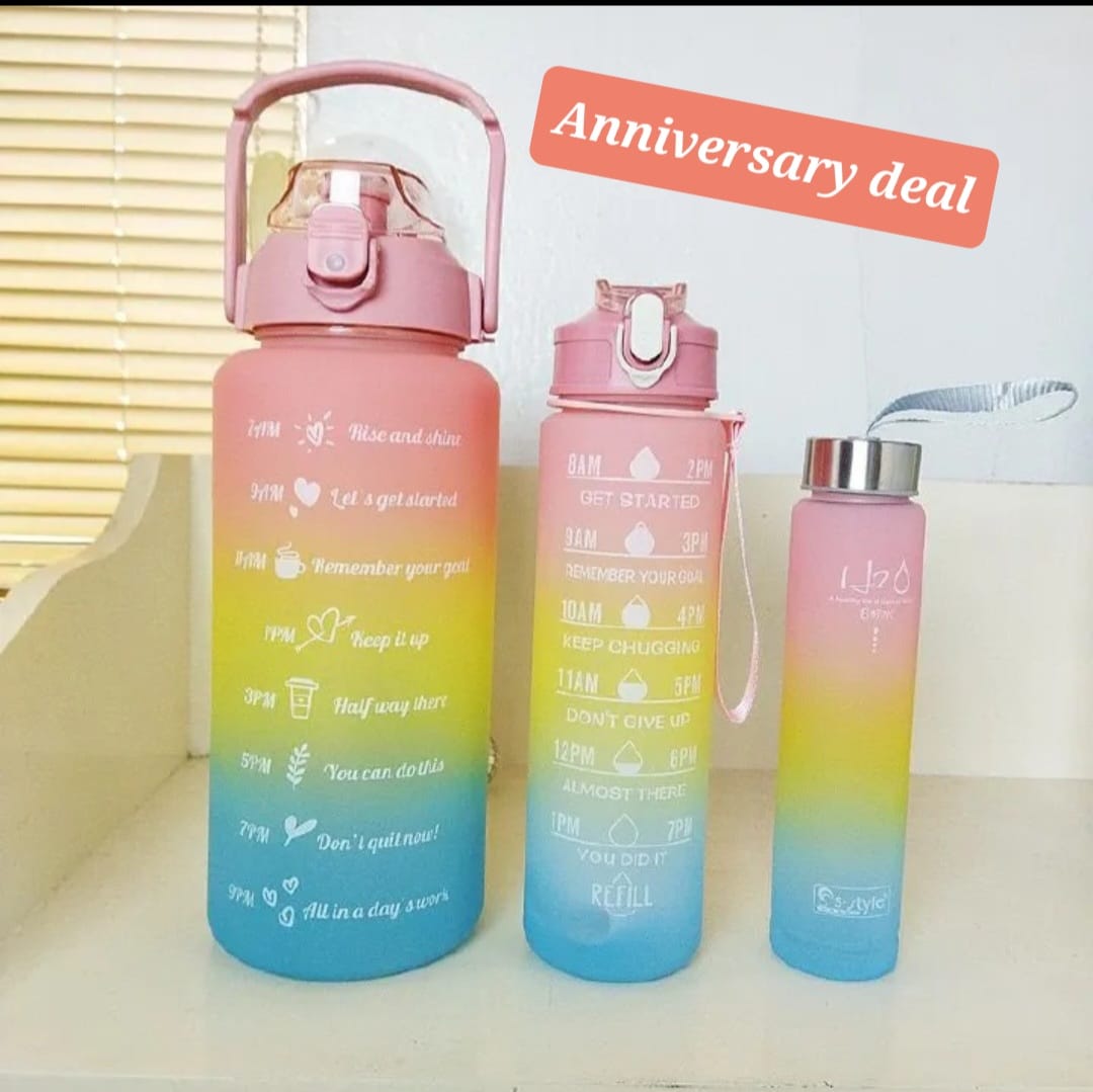 Best price for 3 in 1 Motivational Water Bottles (3 Pack Half Gallon 2L ...