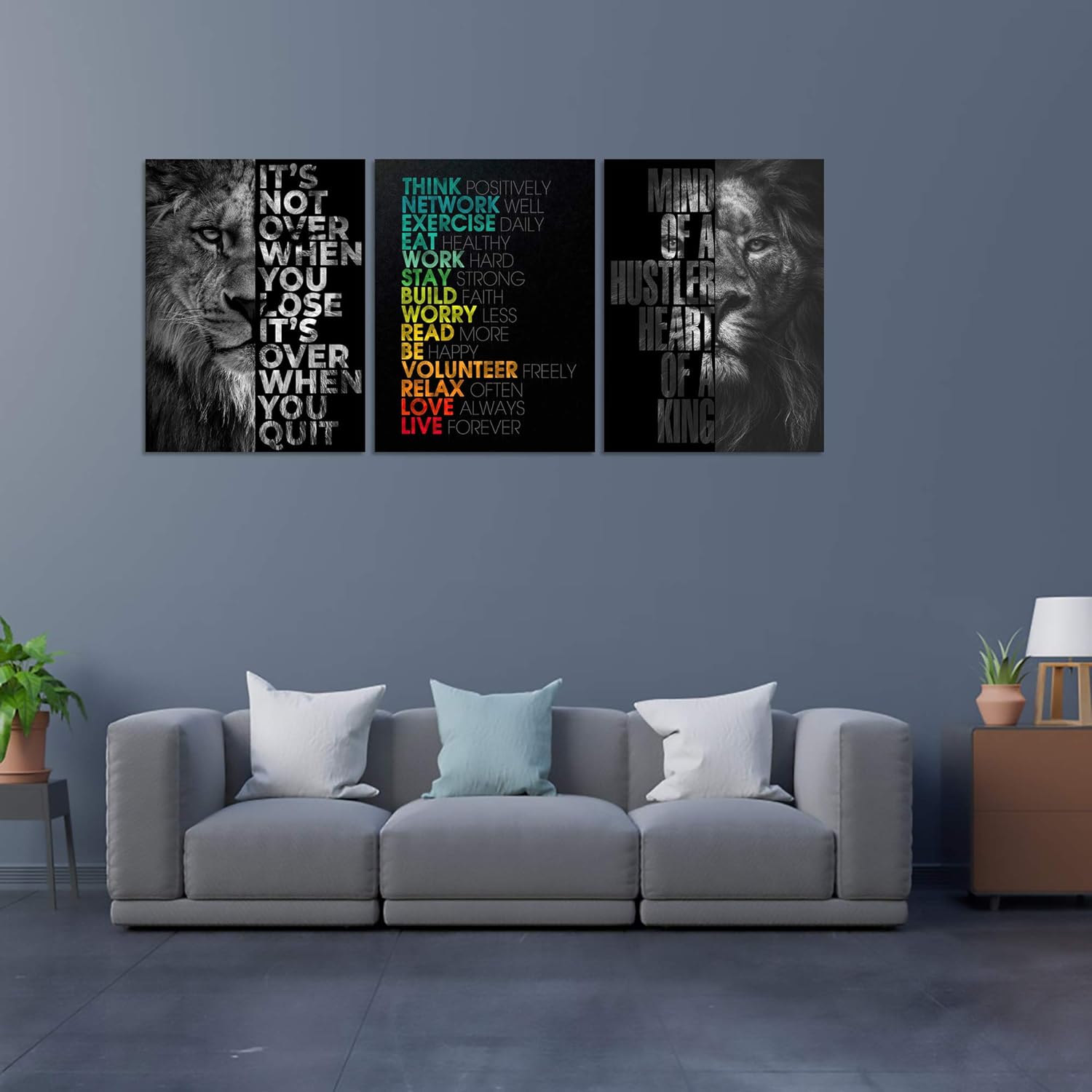 Best price for Motivational Wall Decor Set f 3 Canvas Paintigs- Work Hard, Positive Thinking ...