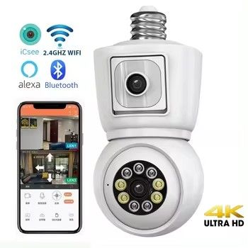 Best price for 4K 4MP 6MP E27 Bulb WiFi Camera Dual Lens Dual Screen ...