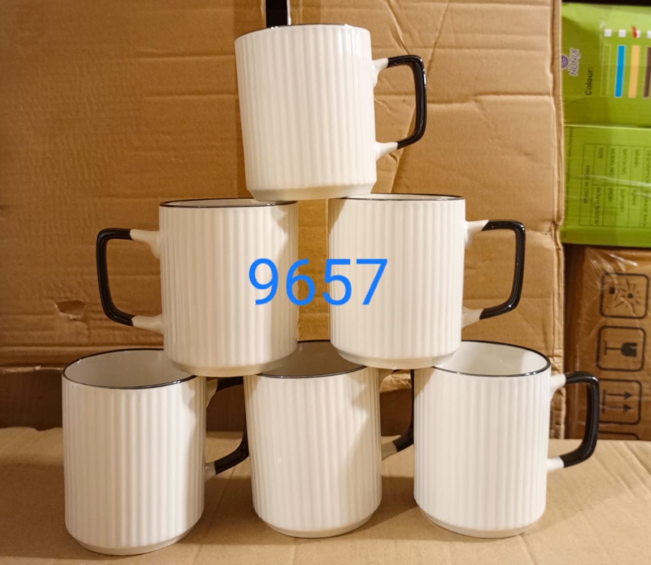 Best price for 6pcs of Plain White Ring Mugs Classic Ceramic Cups for ...