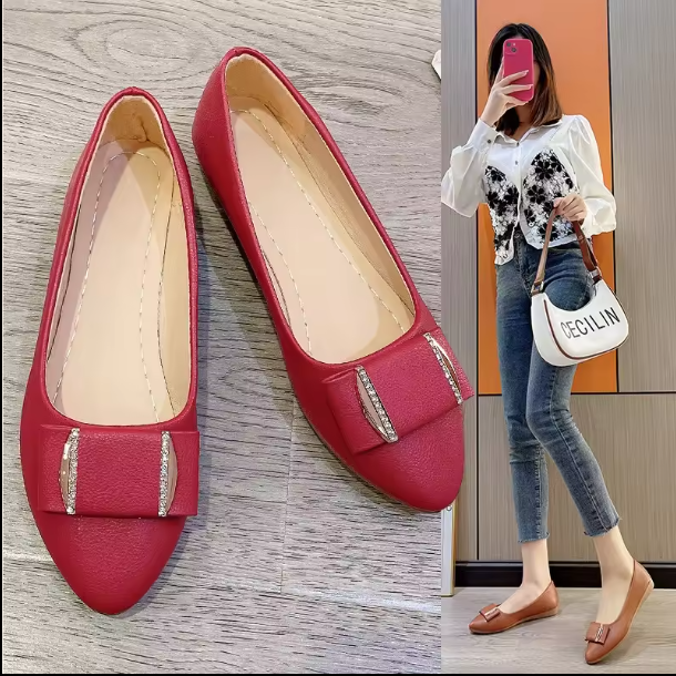 Exclusive discounts for New Styles Simple Women Flat Shoes Black Flat Shoe Low Heel Pointed Toe ...