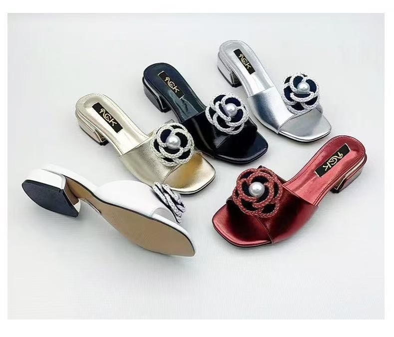 Best price for Cross-border hot new cropped semi-slippers with diamonds ...