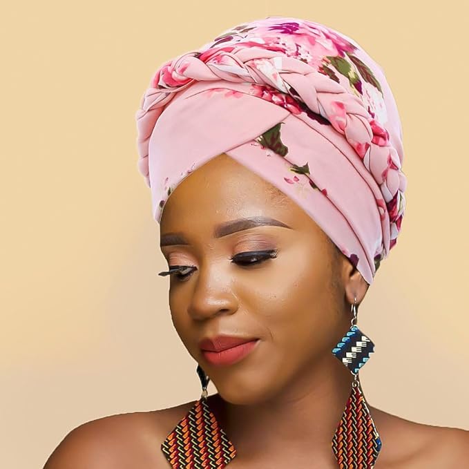 Best price for Woeoe African Turban Head Wrap Pink Pattern Head Scarf ...