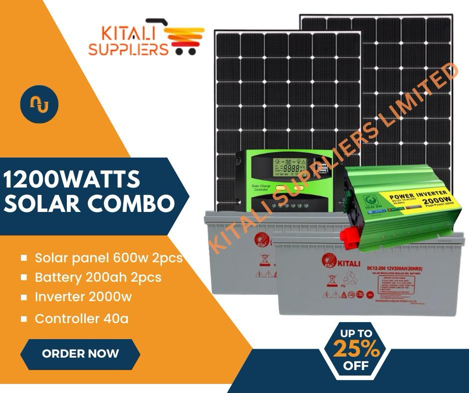 Best price for 1200W Solar Kit with 2×600W Panels, 2×200Ah/20hr ...