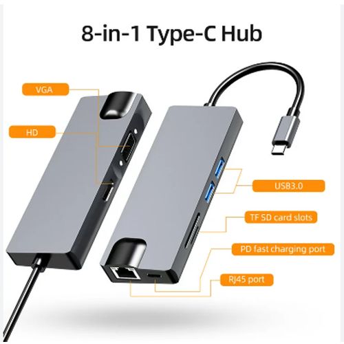 Best price for 8 In1 USB Type-C To Multi-port Ethernet Hub 100% Tested ...