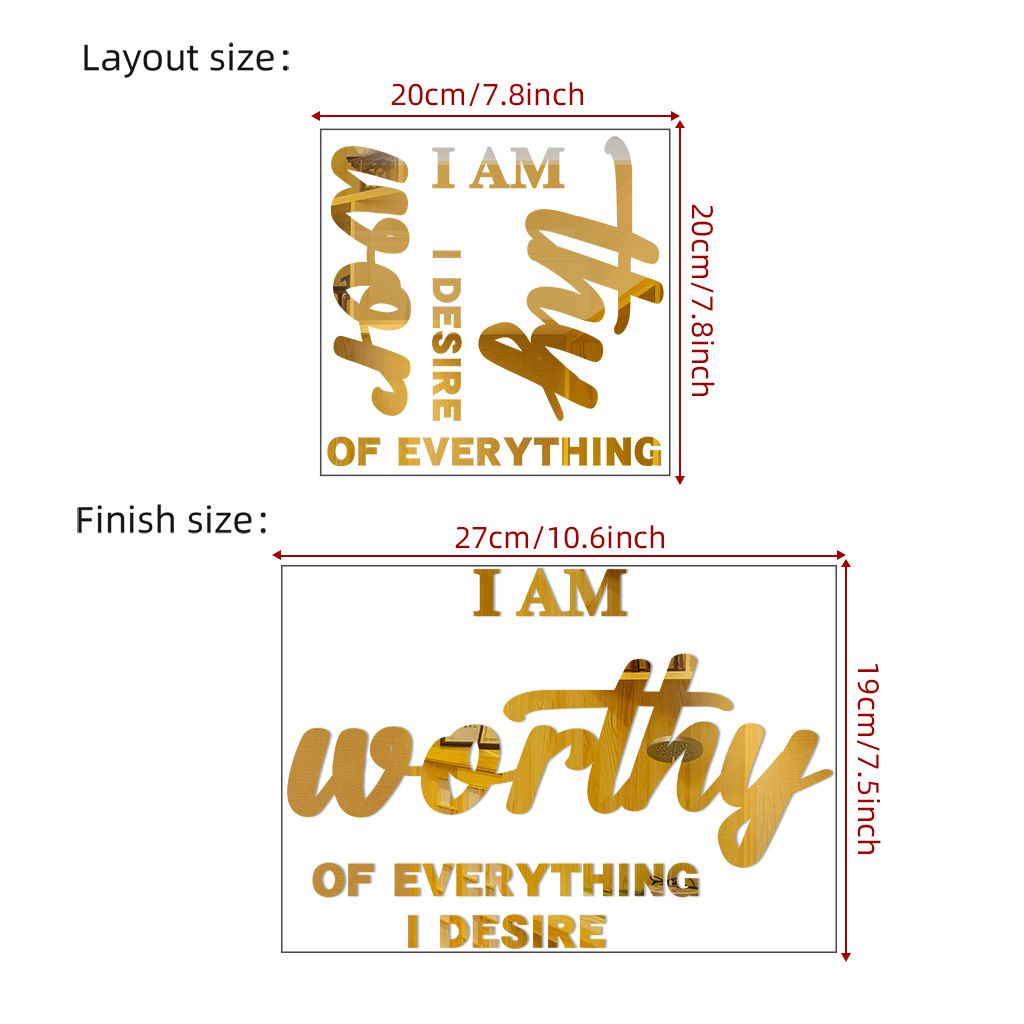 Best price for New I AM Worthy Acrylic Mirror Stickers Decorative ...