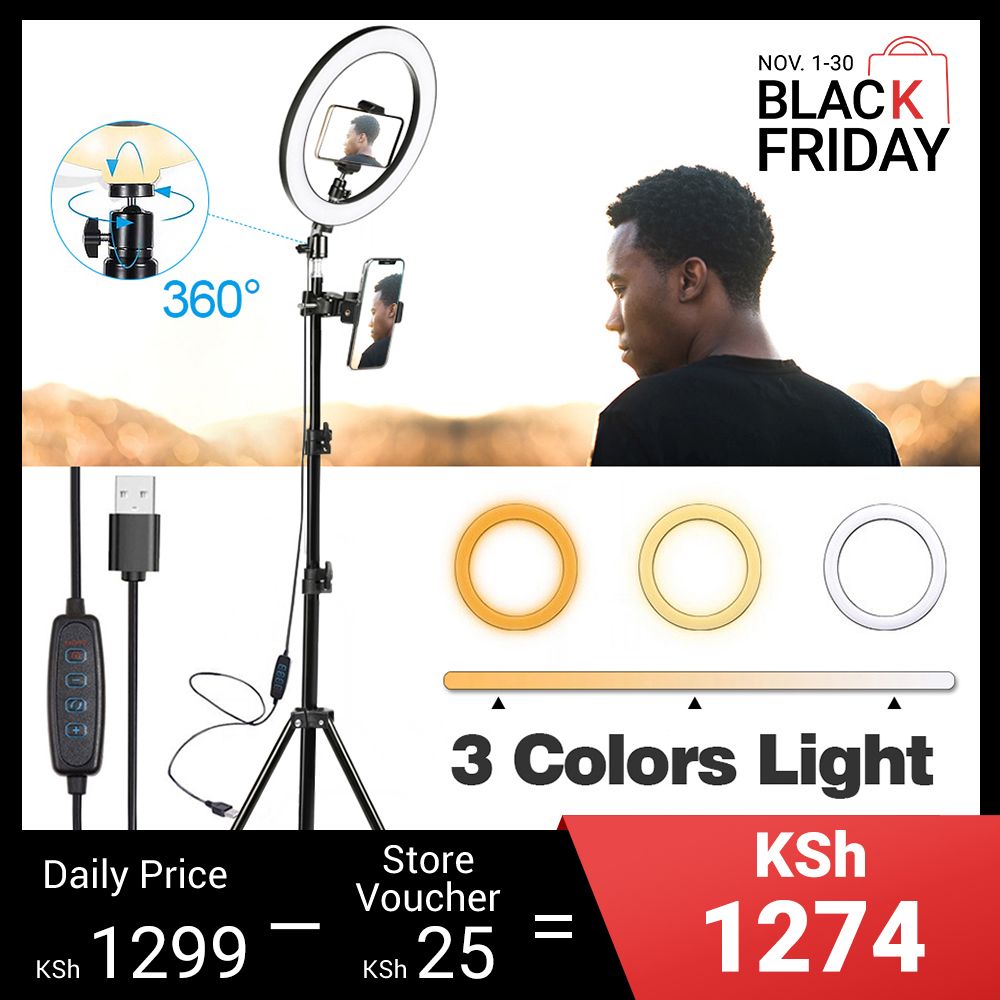 Black Friday Discounts for 2M 10 inch Ring Light with Stand Tripod Live ...