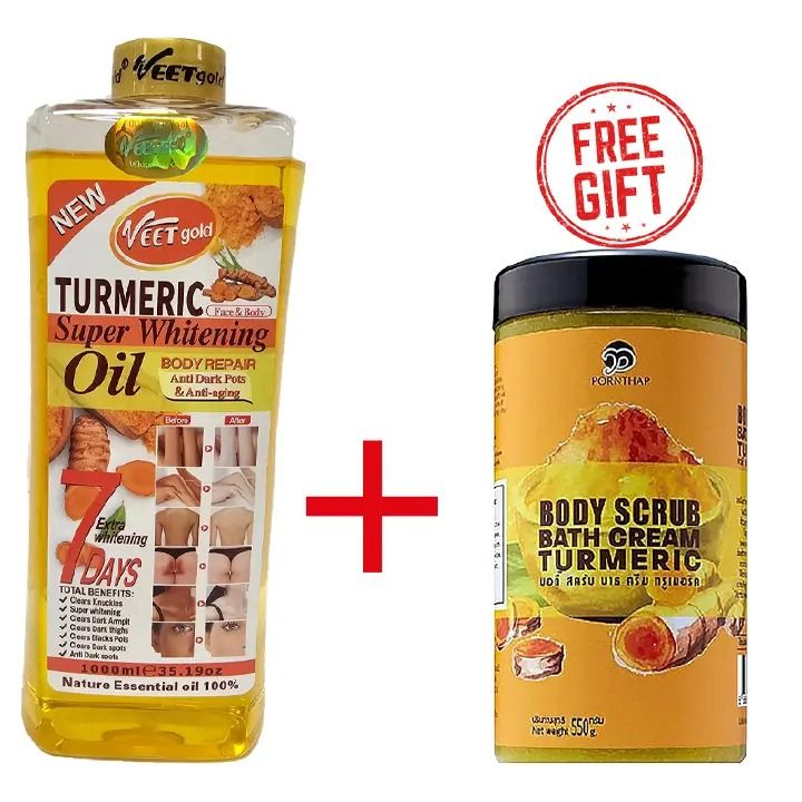 Best price for 2 Pack Turmeric Body Oil 1000ml + Body Scrub 550g Super ...