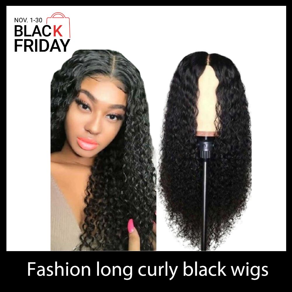 Black Friday Discounts for Wig ladies fashion long curly black wigs ...