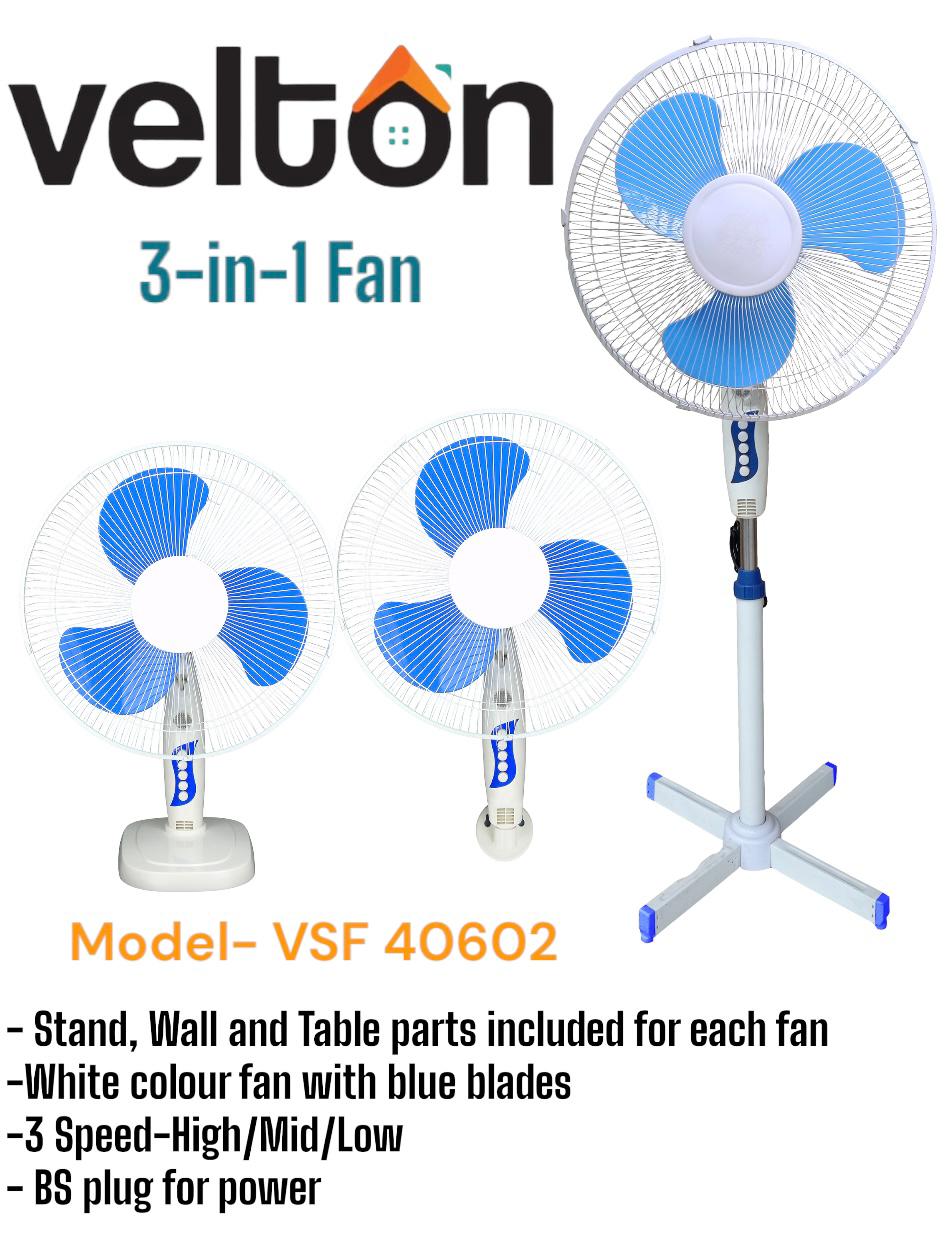 Best price for VELTON 3 IN 1 STANDING FAN Color-Blue Size-SMALL 1001670472