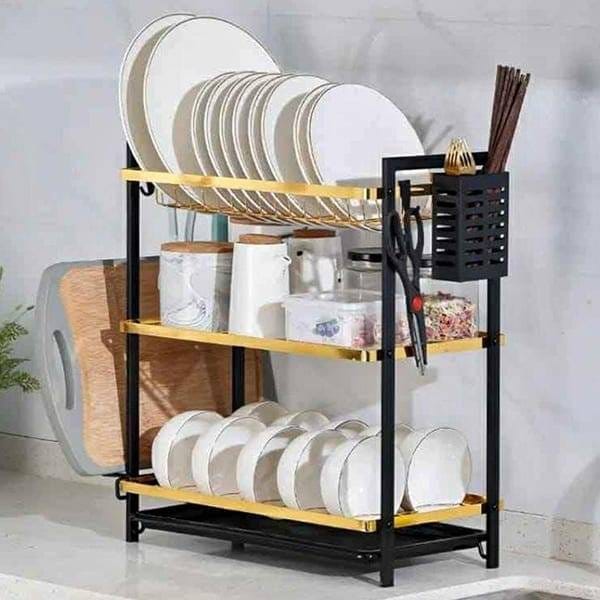 Best price for Classy 3 tier dish rack Gold tiers , black stands ...
