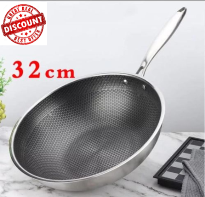 Best price for 32cm Large Non-Stick Wok Pan with Lid [OFFER 🎉] | Deep ...