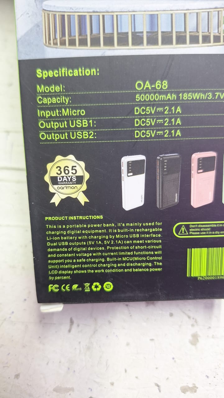 Best price for POWER BANK. Black OARIMON POWERBANK 50000mah OUTPUT DC5V ...
