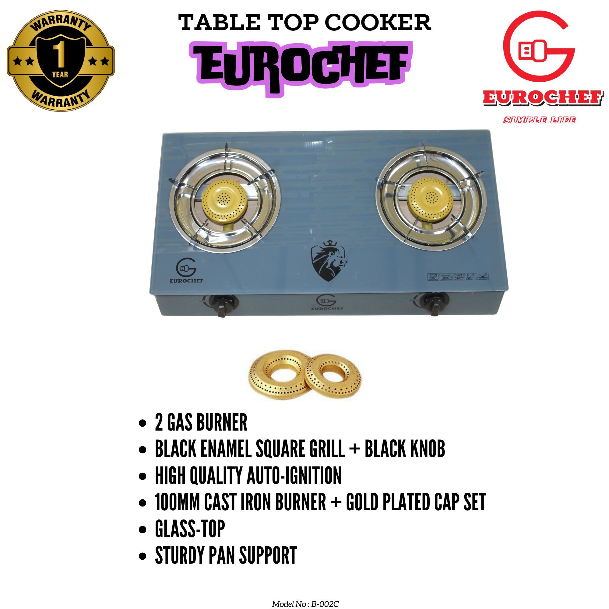 Best price for Eurochef B-002D Table Top With Glass top and side two ...