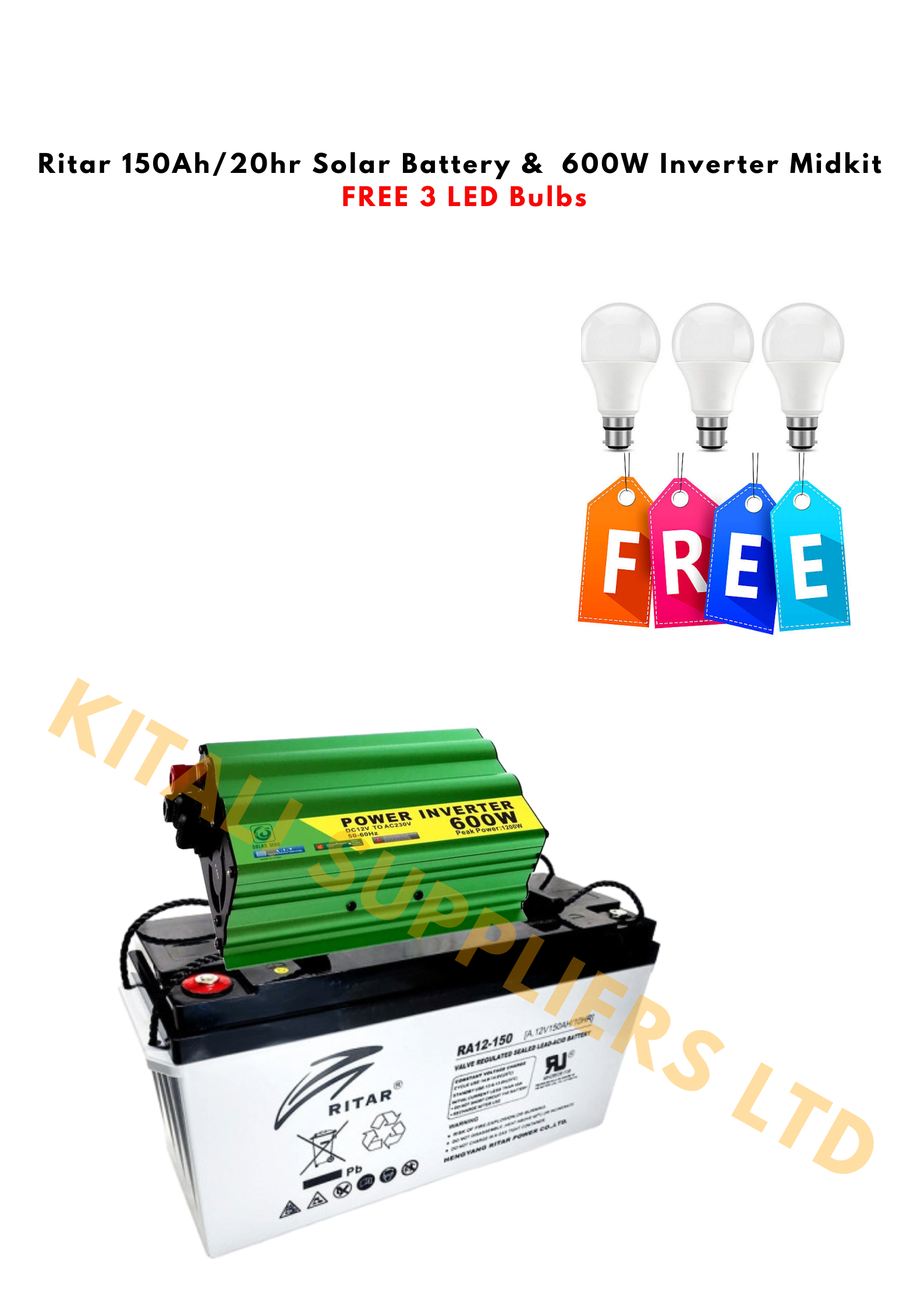 Best price for Ritar 150Ah/20hr Solar Battery Midkit + 600W Inverter ...
