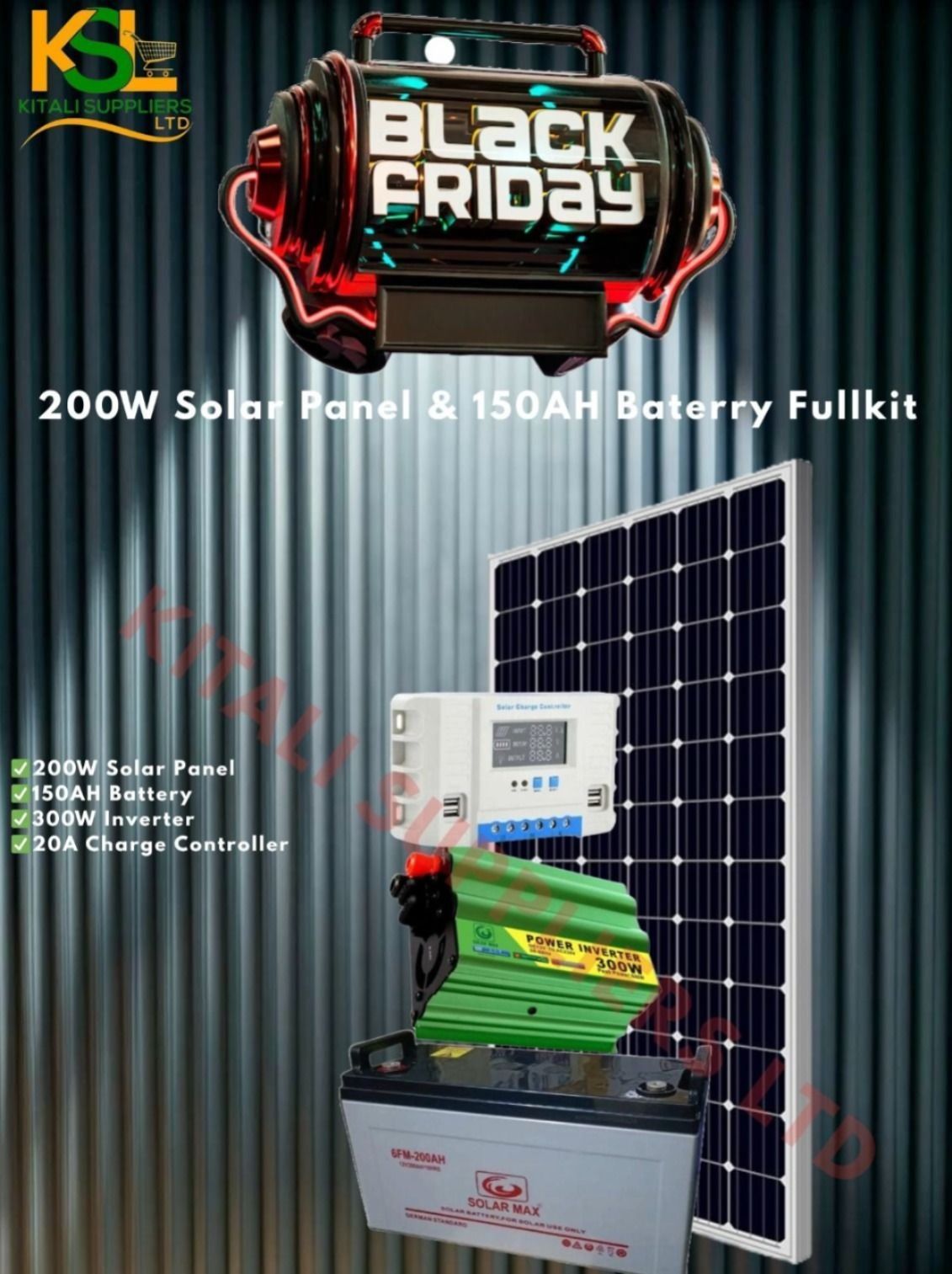 Best price for 200W Solar Panel & 150Ah Battery Full Kit | 300W Power ...