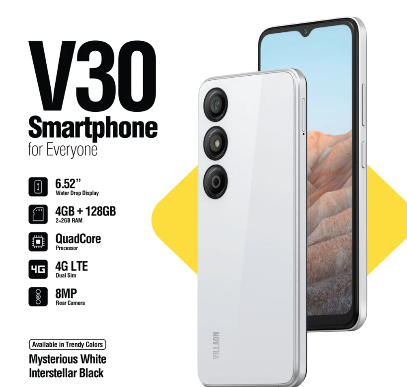 Best price for VILLAON V30, 6.3″ 128GB + 4GB RAM 60Hz Dual SIM MediaTek Quad-core 8MP Camera ...