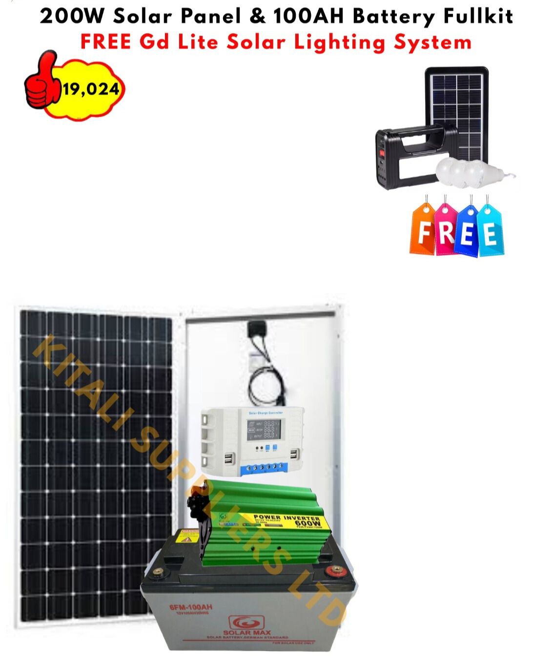 Best price for 200W Solar Panel & 100AH Battery Fullkit (with FREE ...