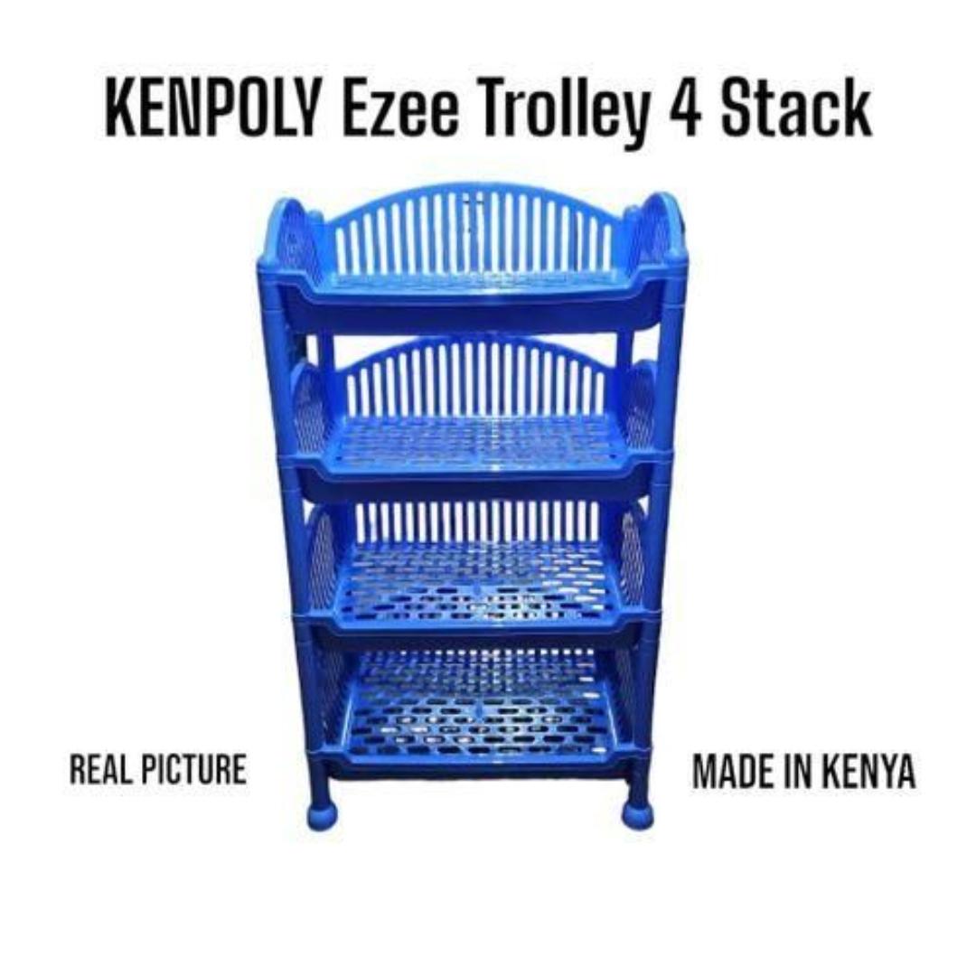 Best price for Kenpoly Plastic Ezee Trolley 4Tier 1pc Home Color-Blue ...