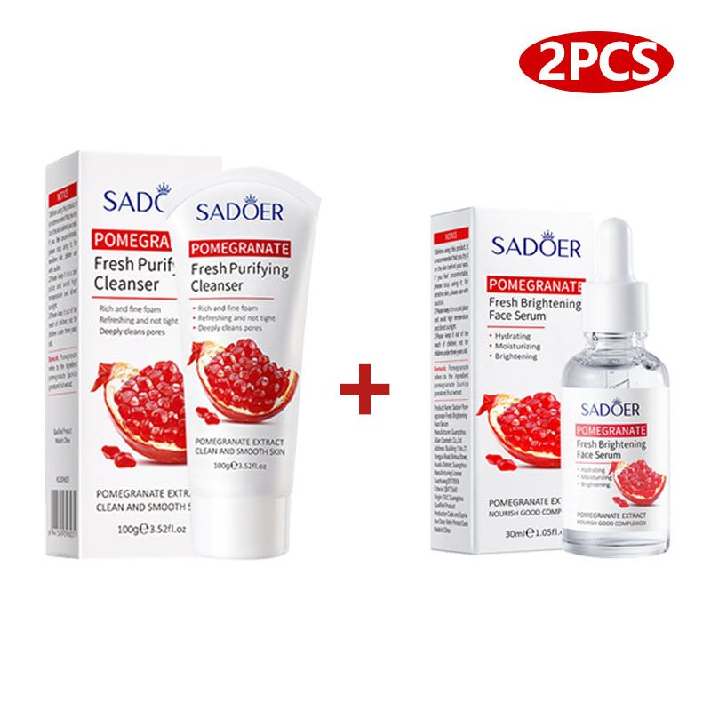 Best price for SADOER 2 In 1 Skin Care Set Pomegranate Brightening Face Cleanser + Whitening and ...