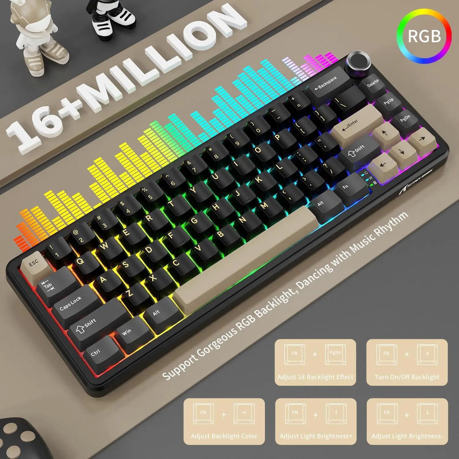 Best price for ATTACK SHARK X66 Tri-mode Gasket Mechanical Keyboard, 60 ...