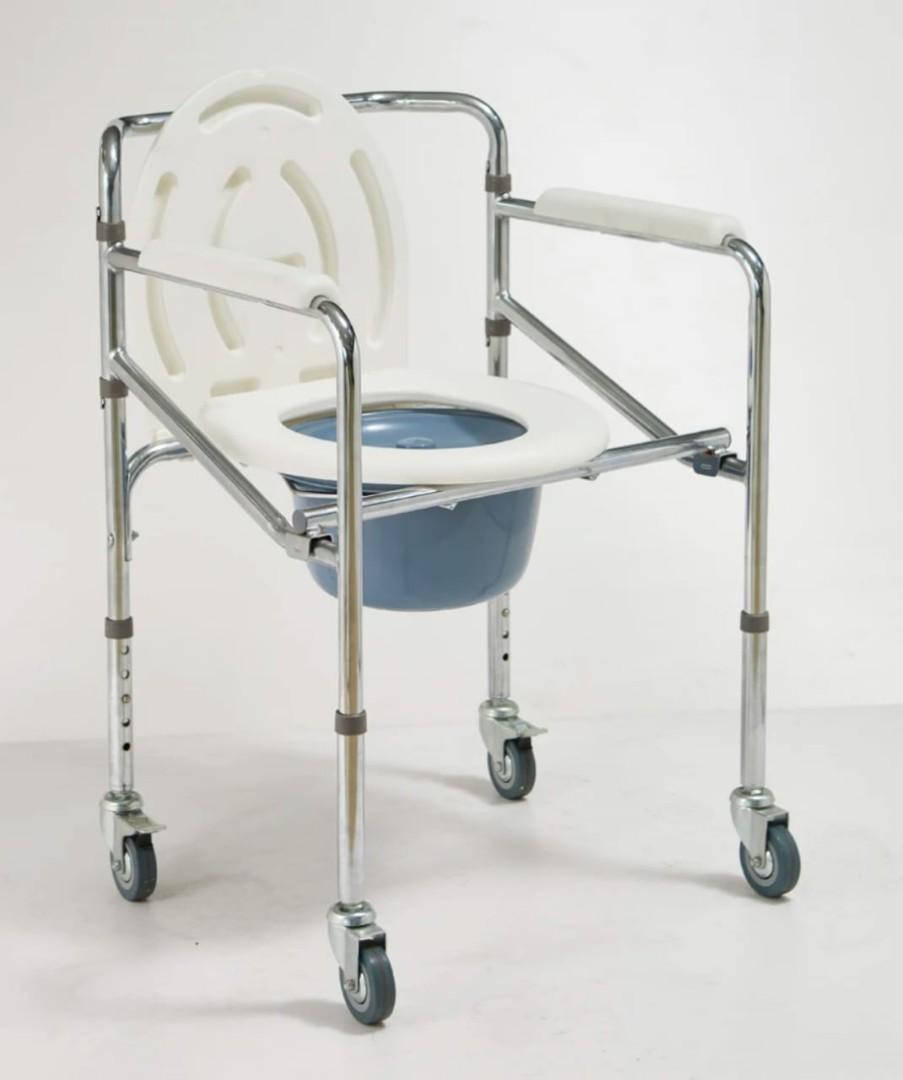 Best price for Foldable commode chair with wheels Wigs Color-White ...