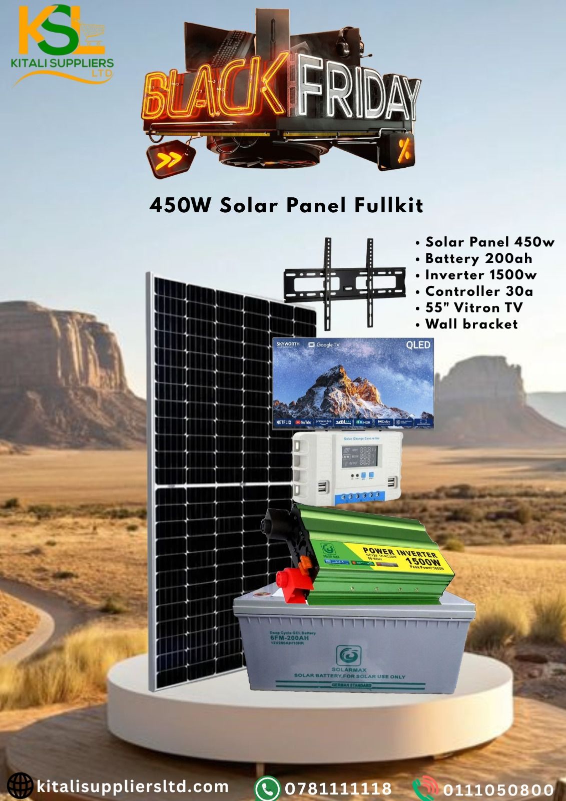 Best price for 450W Solar Kit with 55" Vitron TV – 200Ah SolarMax ...