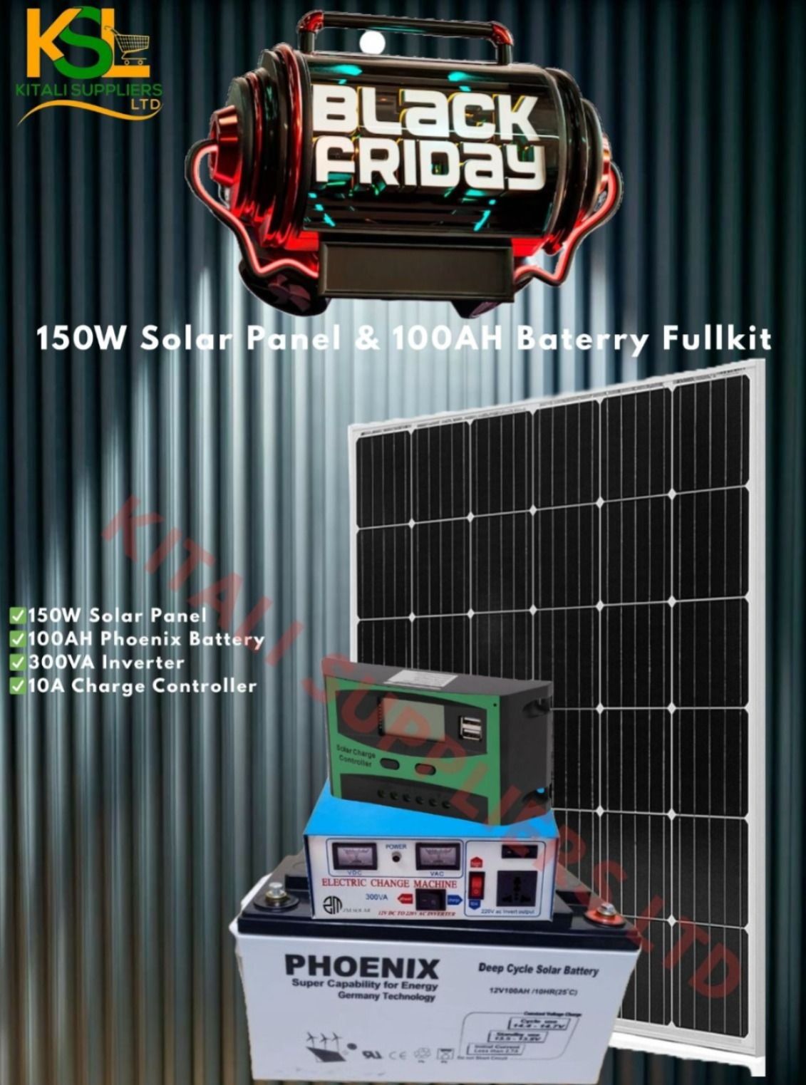 Best price for 150W Solar Panel & 100AH Battery Full Kit | 30A Dual USB ...