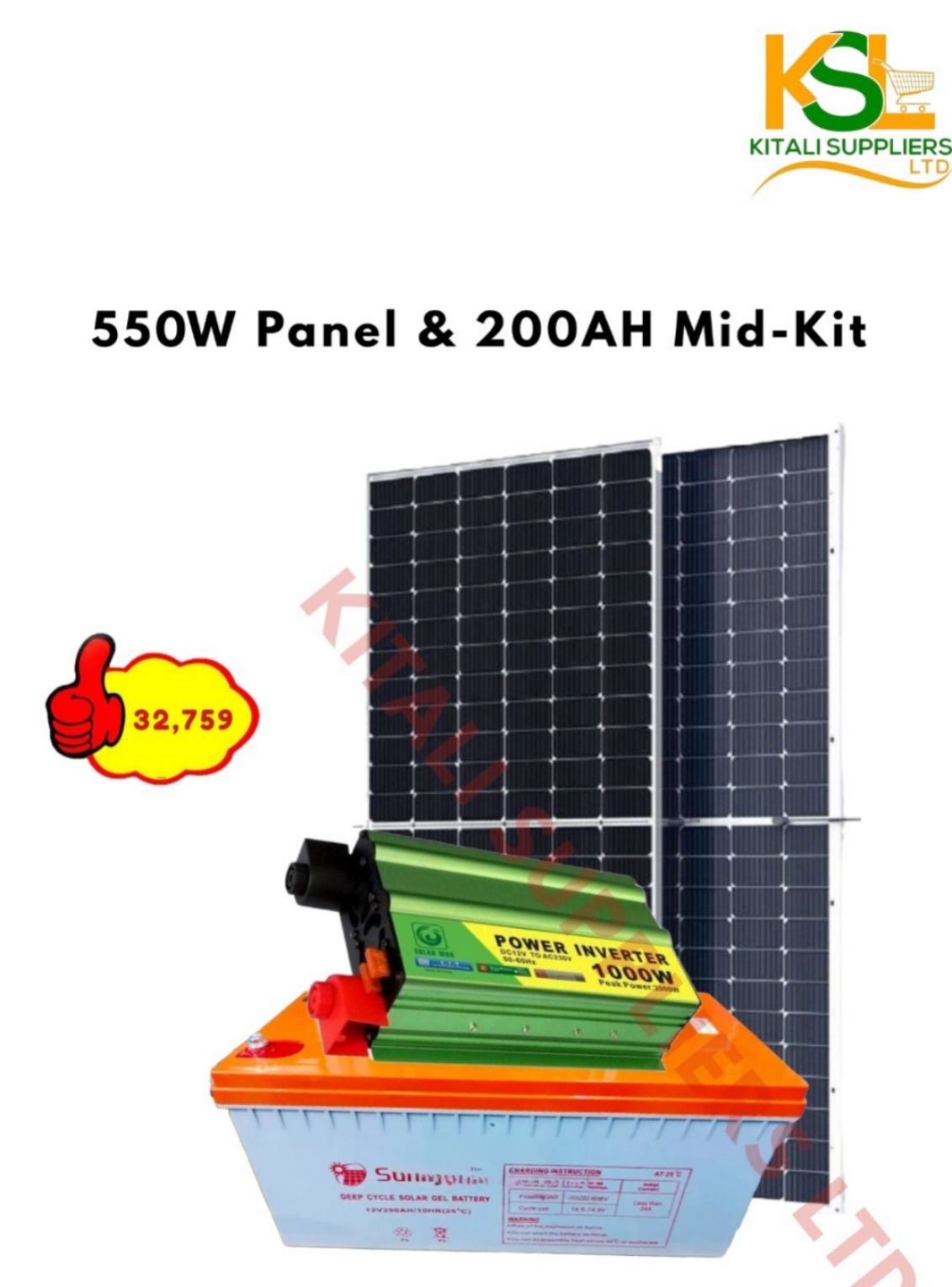 Best price for 550W Solar Panel + 200Ah Battery + 1000W Inverter Mid ...